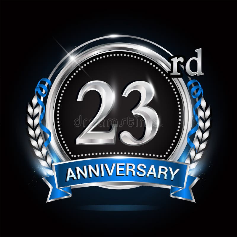 Celebrating 23rd Anniversary Logo, with Confetti and Balloons, Red ...