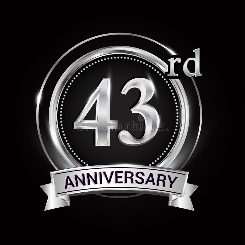43rd Silver Anniversary Logo with Ribbon and Ring Stock Illustration ...