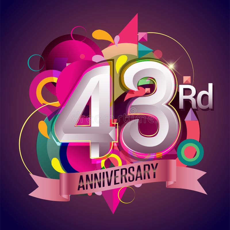 43rd Years Anniversary Logo, Blue Colored Vector Design on White ...