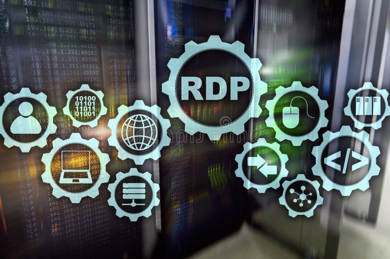RDP Remote Desktop Protocol. Terminal Services. Server Background. Stock Illustration ...