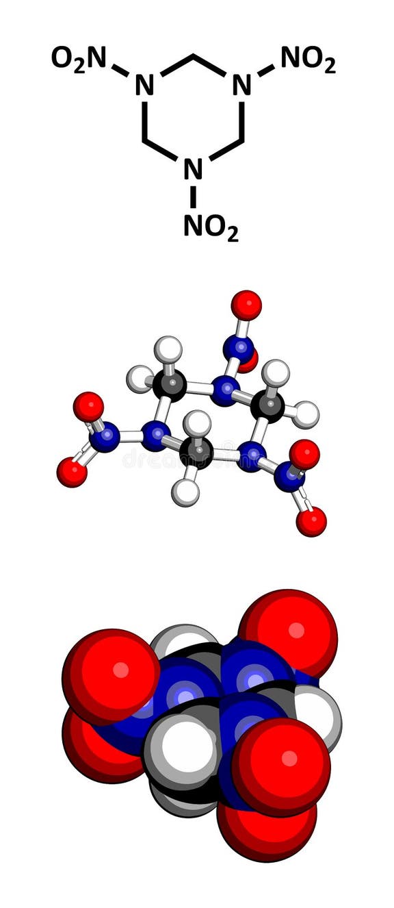 RDX (cyclonite, Hexogen) Explosive Molecule, Chemical Structure Stock ...
