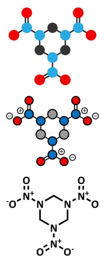 RDX Cyclotrimethylenetrinitramine Explosive Molecule. Skeletal Formula ...