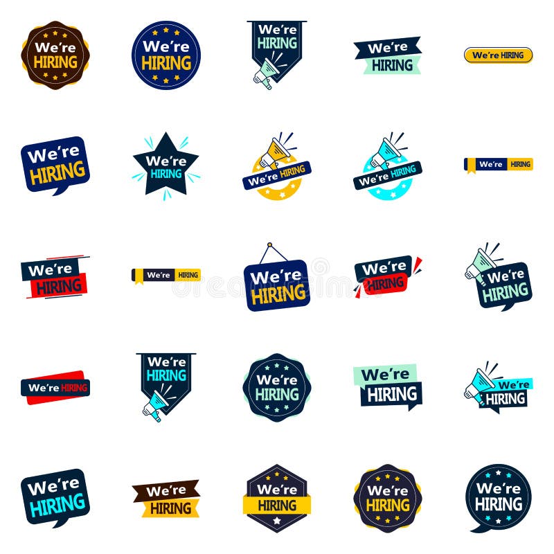We Re Hiring 25 Attractive Vector Designs for Recruitment Ads Stock Vector - Illustration of ...