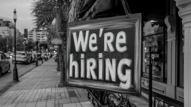 We Re Hiring Sign in Front of a Business Stock Illustration ...