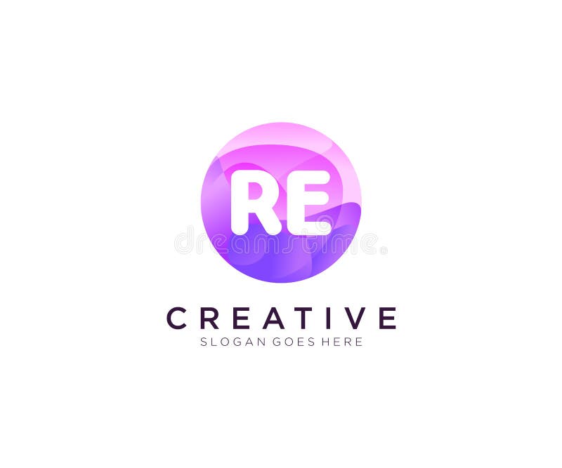 RE Initial Logo with Colorful Circle Template Vector Stock Vector ...
