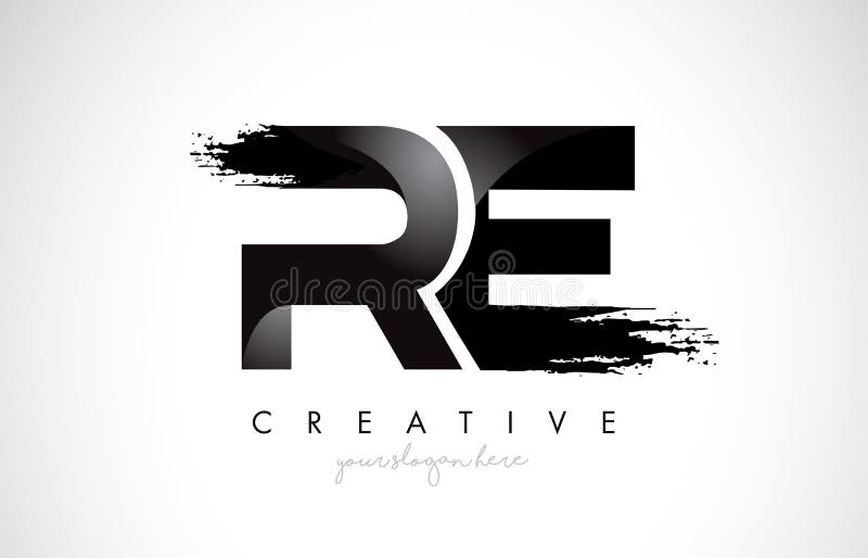 RE Letter Design with Brush Stroke and Modern 3D Look Stock Vector ...