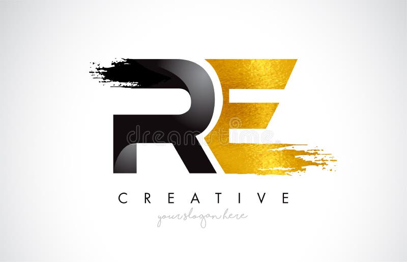 RE Letter Design with Brush Stroke and Modern 3D Look Stock Vector ...