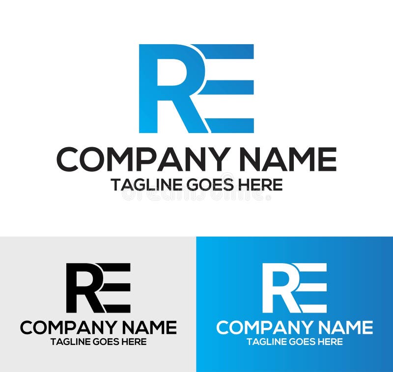 RE Letter Initial Typography Logo Template Stock Illustration ...