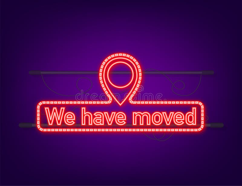 We Re Moving Neon Icon Badge. Ready for Use in Web or Print Design ...