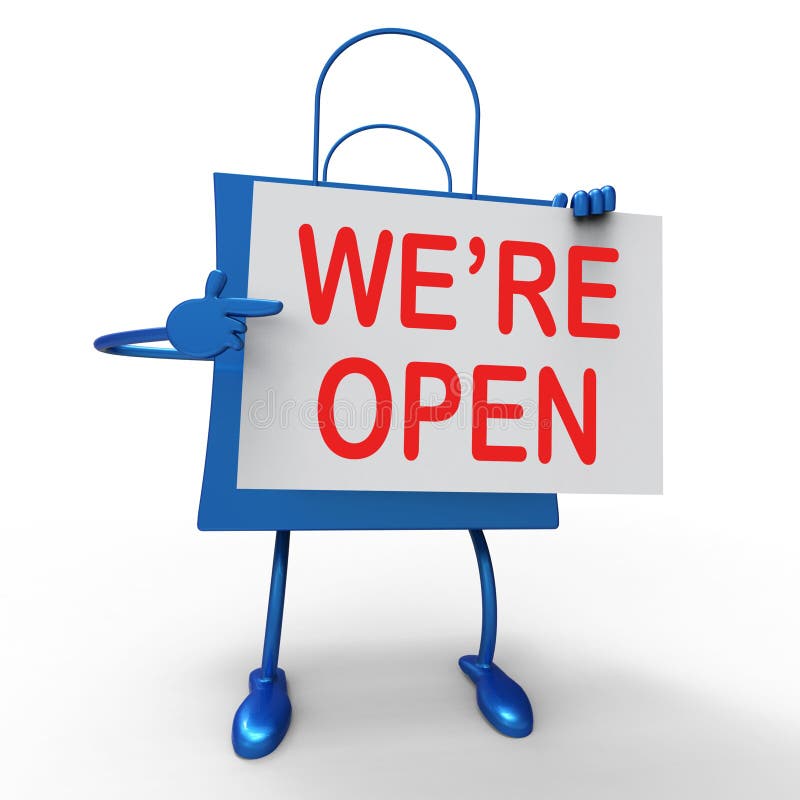 We Re Open Sign Showing New Store Launch Stock Illustration ...