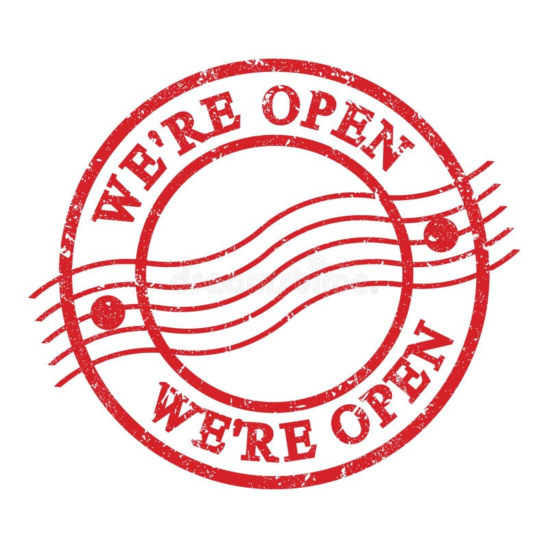 OPEN DAY Text on Red Trapeze Stamp Sign Stock Illustration ...