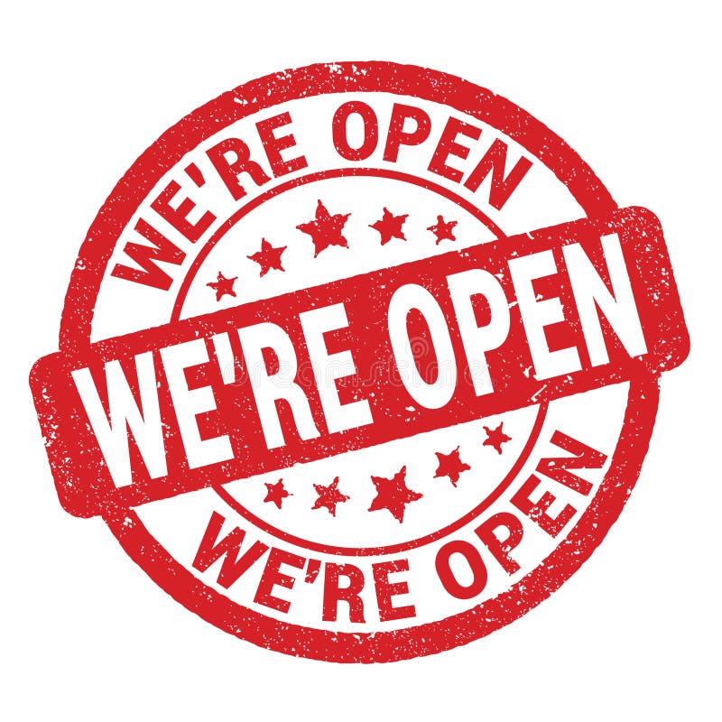 We`RE OPEN Text Written on Red Round Stamp Sign Stock Illustration ...