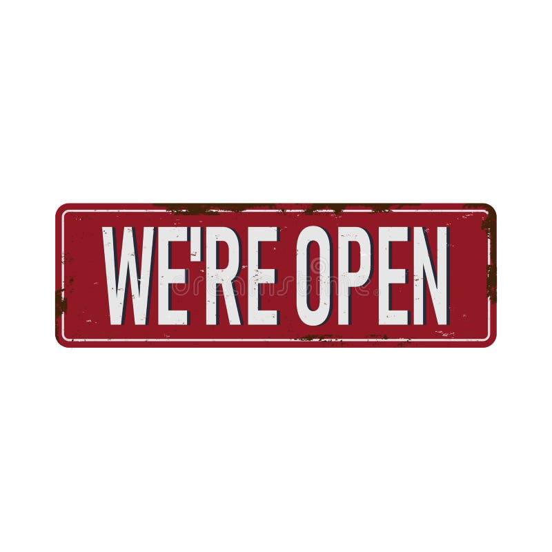 We`re Open Vintage Blank Metal Sign with Text Vector EPS 10. Stock ...