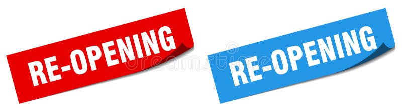 Re-opening Sticker. Re-opening Sign Set Stock Vector - Illustration of ...