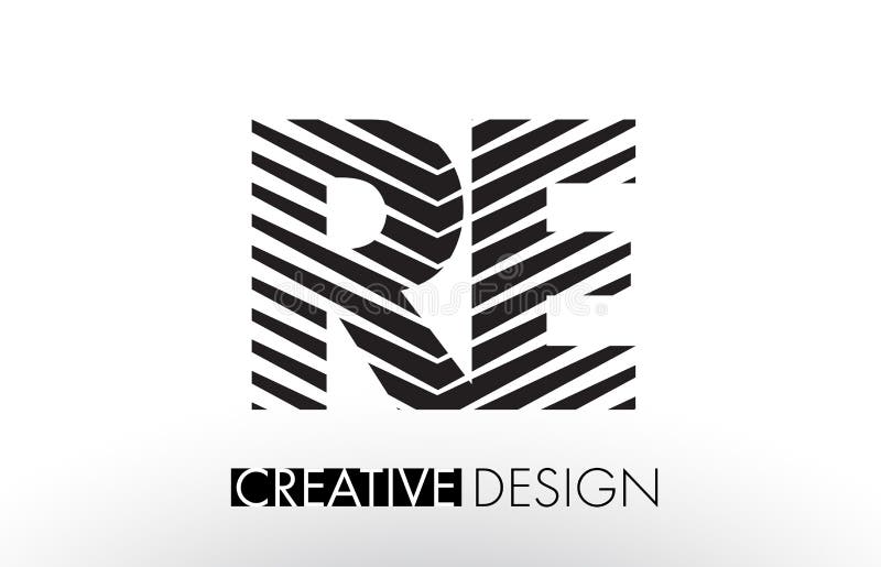 RE R E Lines Letter Design with Creative Elegant Zebra Stock Vector ...