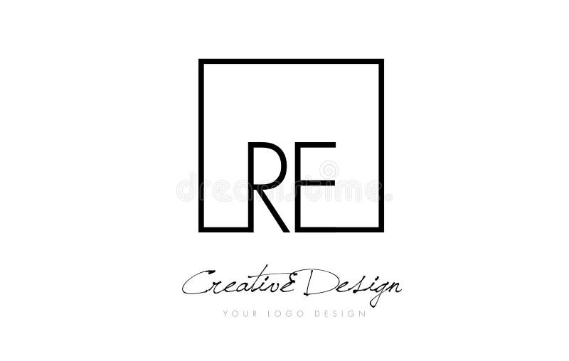 RE Square Frame Letter Logo Design with Black and White Colors Stock ...