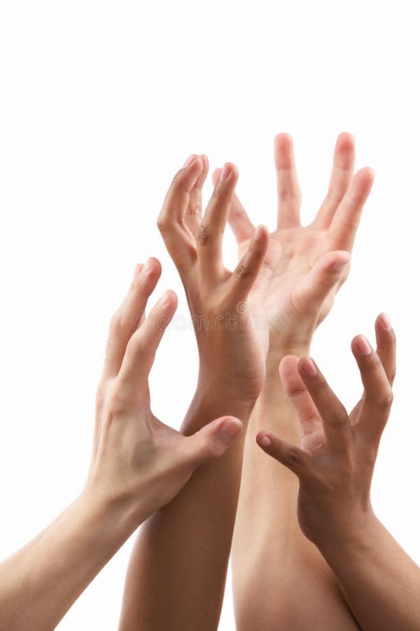 Reach Out Hand Gesture from Different Skin Tone Stock Photo - Image of ...