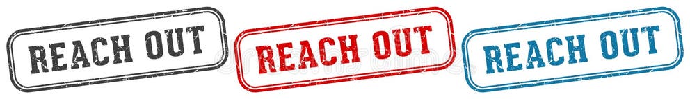 Reach Out Stamp. Reach Out Rectangular Stamp Set Isolated on White ...