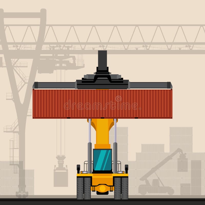 Reach Stacker with Container Stock Vector - Illustration of elevator ...