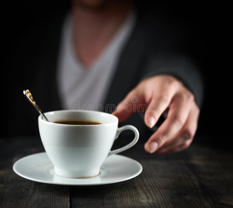 Black Man Reaching For Cup. Stock Image - Image of food, cappuccino ...