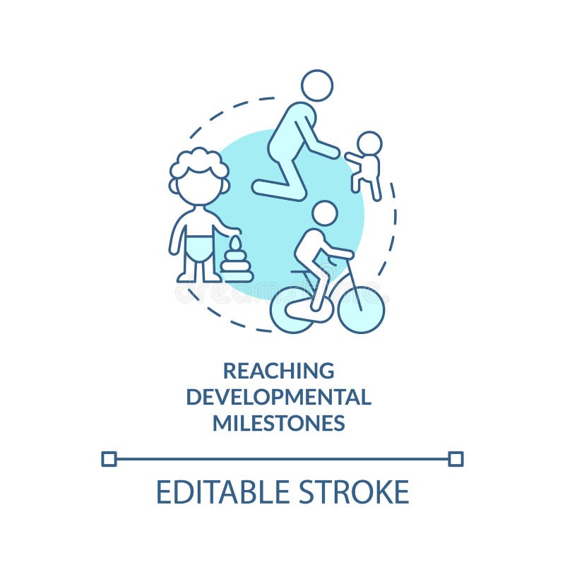 Reaching Developmental Milestones Turquoise Concept Icon Stock Vector ...