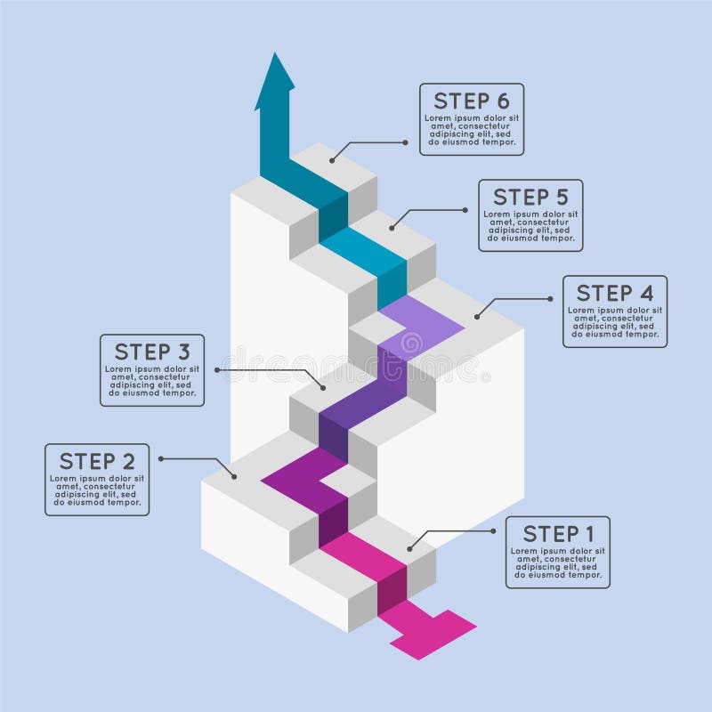 Stairs Infographic with 6 Steps. Colorful Staircase with Six Options ...