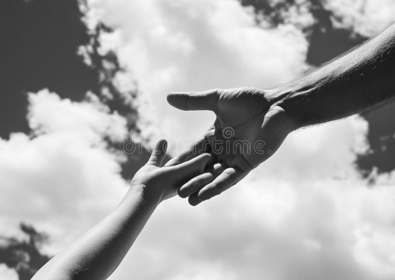 Reaching Hand Helping Child Black and White Photo High Quality Image ...