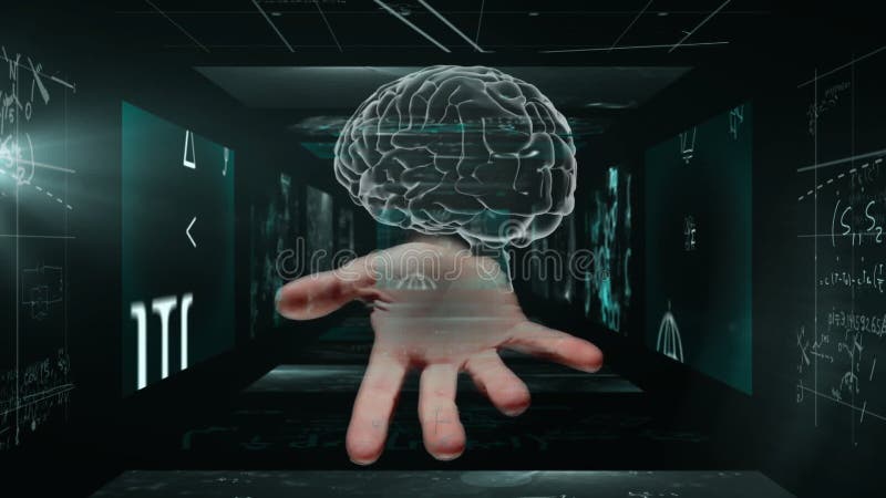 Reaching Hand Towards Animated Brain with Digital Data in School ...