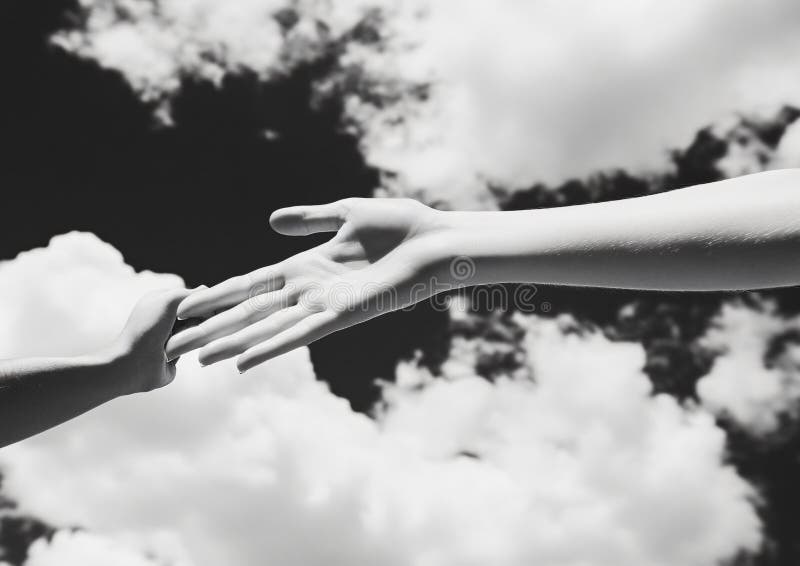 Reaching Hands Black and White Monochrome Dramatic High Quality Image ...
