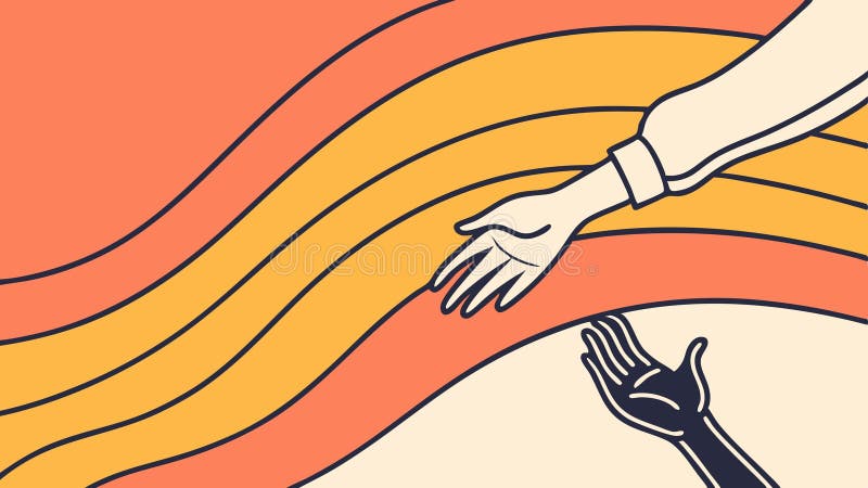 Reaching Hands Connection, Helping and Support Gesture Vector Design ...