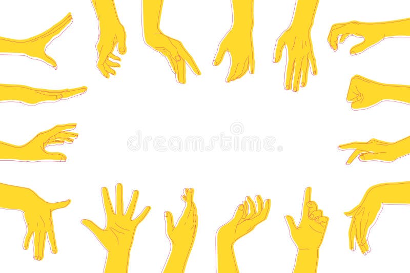 Reaching Hands with Different Gestures Around the Background with Empty ...