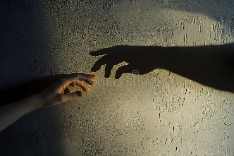 Reaching Hands Shadow on Textured Wall Stock Illustration ...