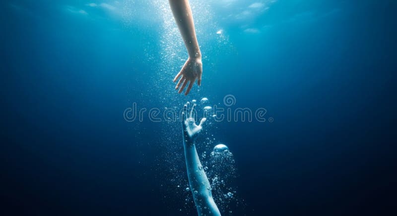 Reaching for Help Underwater Stock Illustration - Illustration of depth ...