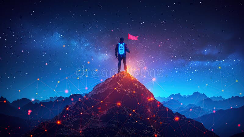 Reaching the Peak of Success. Generative AI Stock Illustration ...