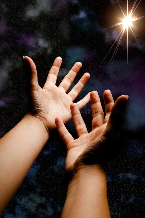 Reaching for the star stock image. Image of mystic, hands - 9528889