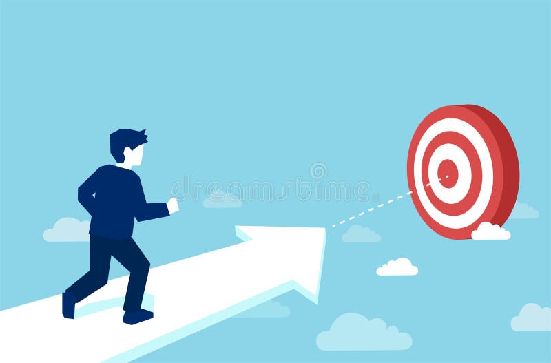 Vector of a Businessman Running To the Target. Stock Illustration ...