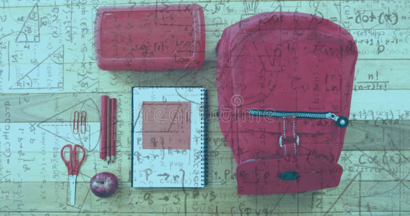 Reaching Third Frame, Equations Emerging Across Red Supplies on Table ...