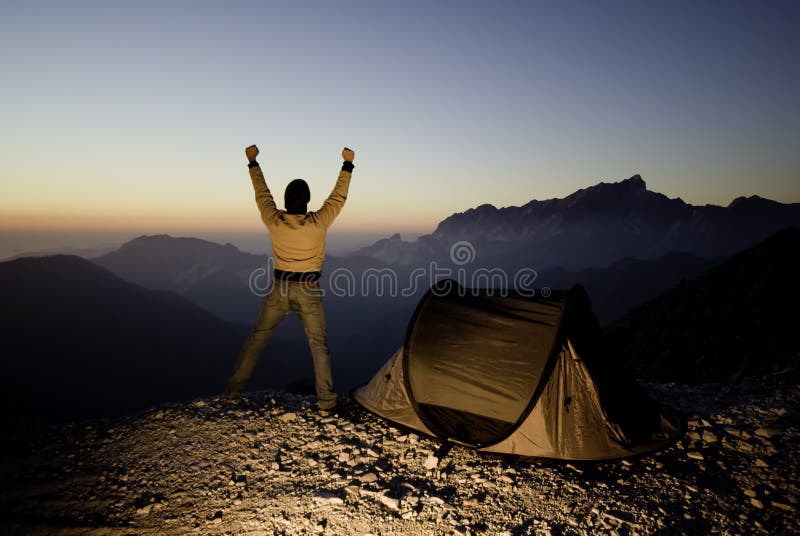 Reaching the top! stock photo. Image of expedition, adventure - 3927004