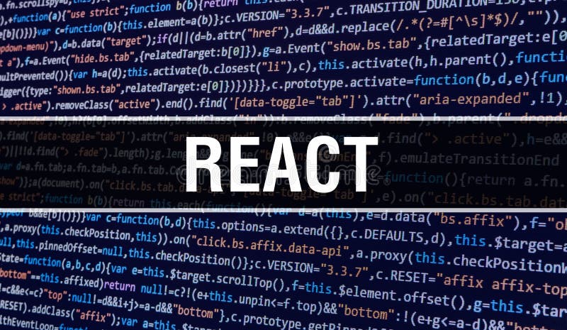 React Concept With Random Parts Of Program Code React With Programming Code Abstract Technology