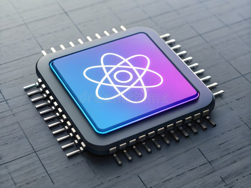 React Symbol on a Computer Chip for Technology and Development Stock Illustration - Illustration ...