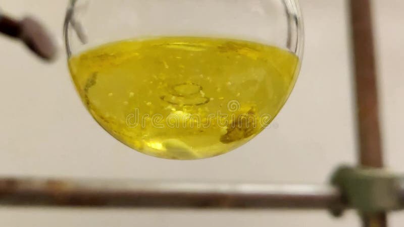 Reactants are Mixing in an Organic Solvent Closeup View in for ...