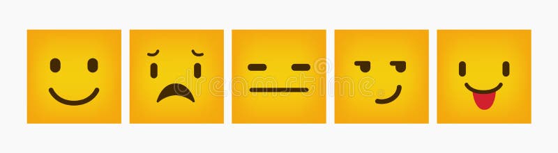 Reaction Design Square Flat Emoticon Set Stock Vector - Illustration of ...
