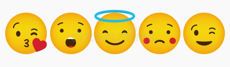 Reaction Emoticon Design Flat Collection Stock Vector - Illustration of ...