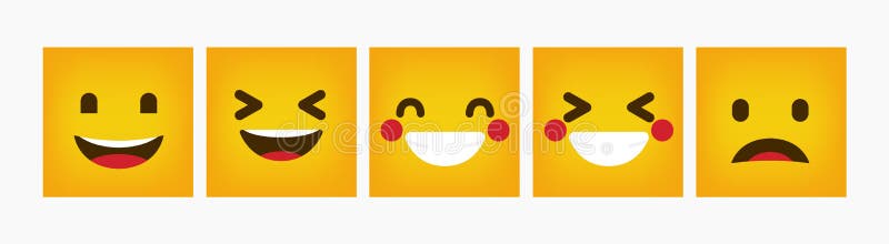 Reaction Emoticon Design Square Flat Set Stock Vector - Illustration of ...