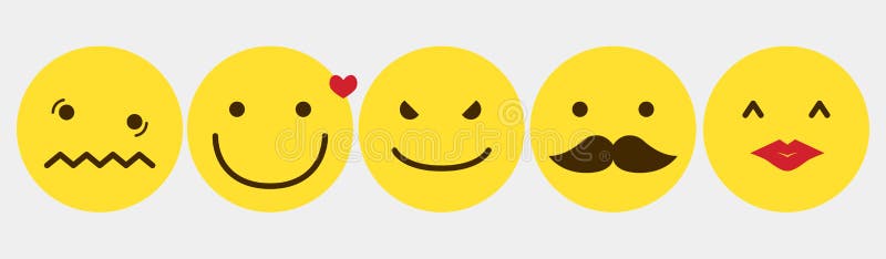 Reaction Emoticon Set Design Collection Stock Vector - Illustration of ...