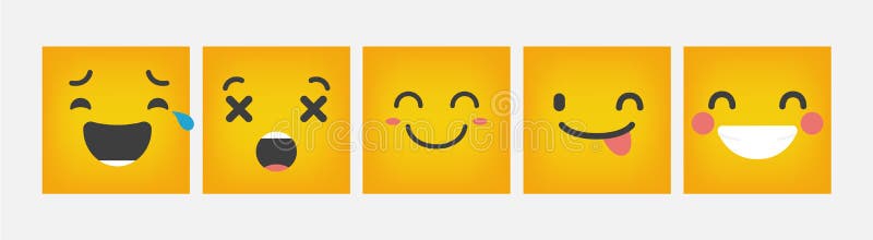 Reaction Emoticon Square Design Set Flat - Vector Stock Vector ...