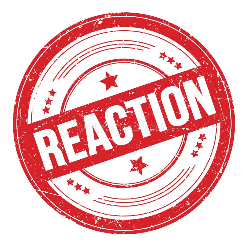 REACTION Text on Red Round Grungy Stamp Stock Illustration ...