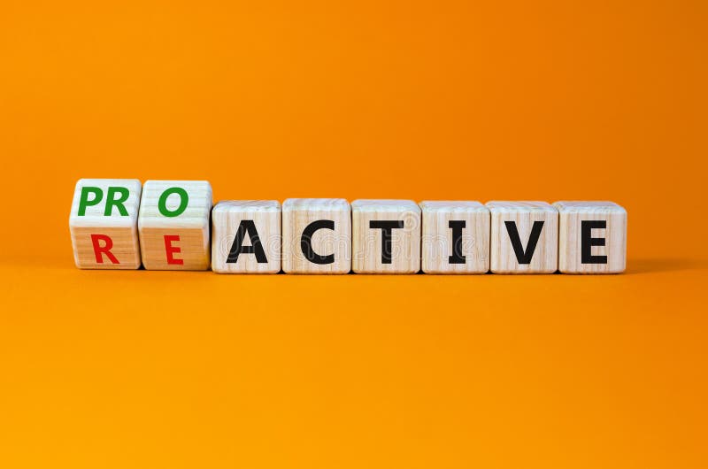 Reactive or Proactive Symbol. Turned Wooden Cubes and Changed the Word ...