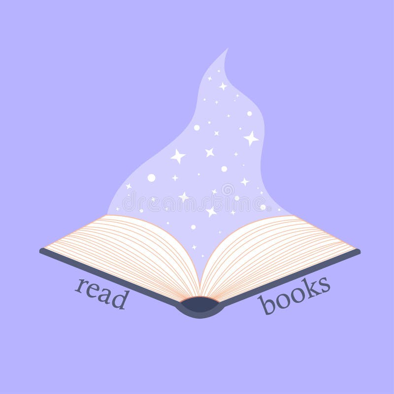 Read Books. Imagination Concept - Open Book on the Blue Background ...