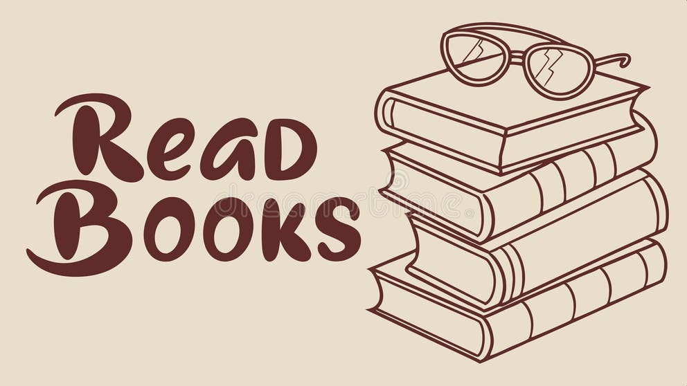 Read Books Text with Book Stack, Literature and Knowledge Vector Design ...